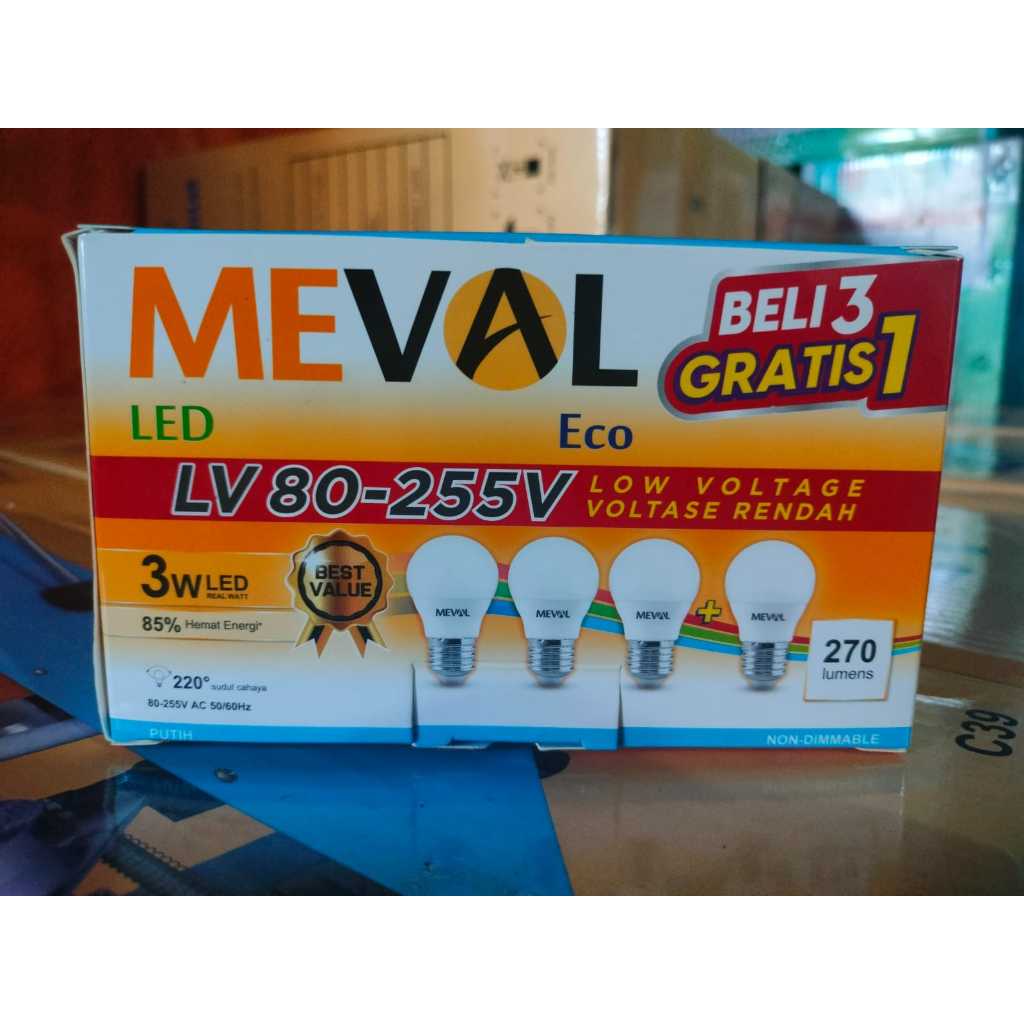 Jual Lampu LED MEVAL ECO MEVAL 3W Paket Isi 3 GRATIS 1 - Putih | Shopee ...