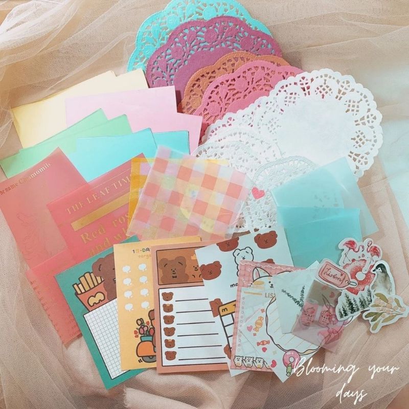 Jual 40 pcs journal kit tema pastel, journaling kit, material jurnaling ...