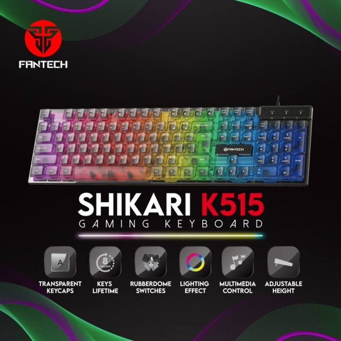 Jual FANTECH Keyboard Shikari K515 Transparent Keycaps Membrane Gaming ...