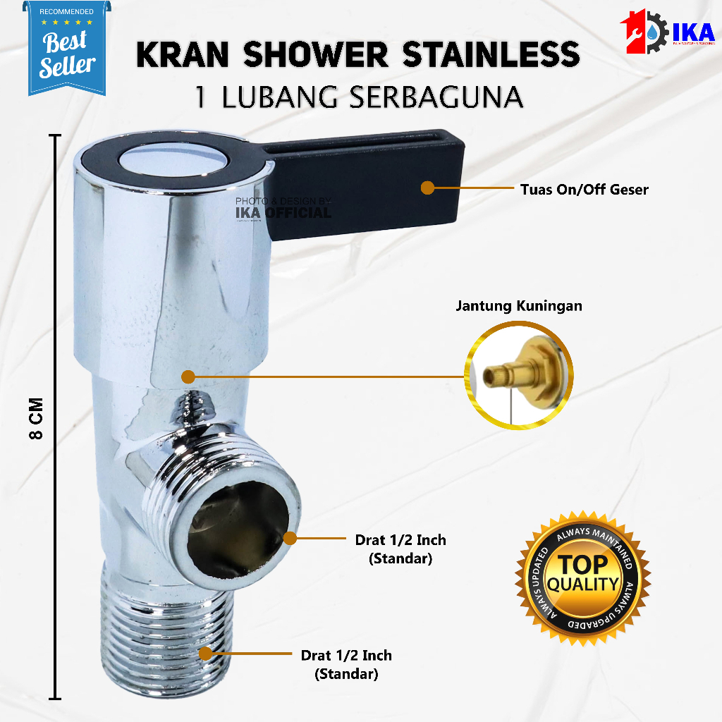 Jual Stop Kran Kloset 1 Cabang Nekel Nikel Single Jet Shower Keran ...