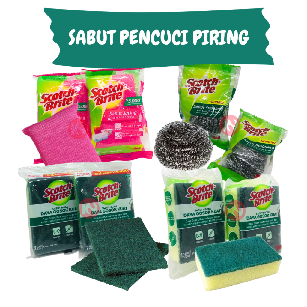 Jual Scotch Brite Sabut Pencuci Piring - Spons Jaring Scrub Pad ...
