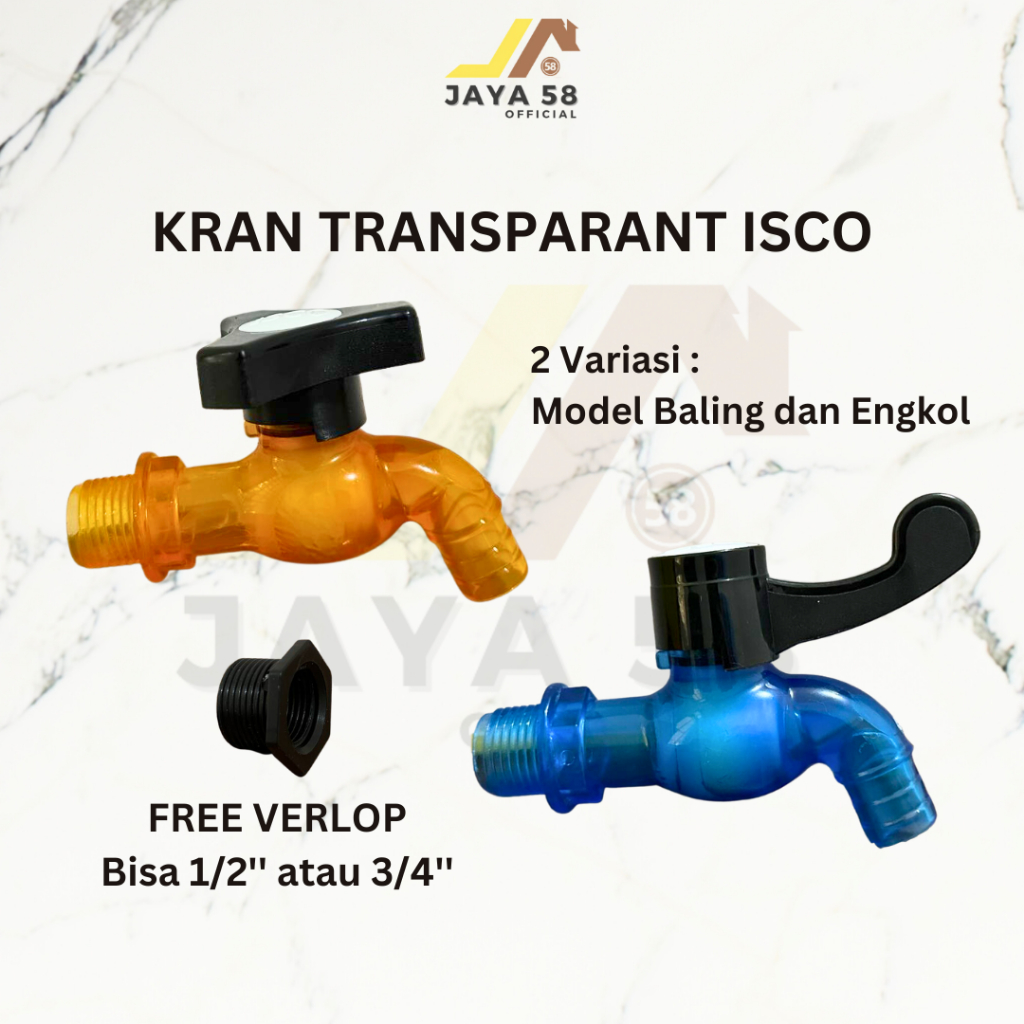 Jual Kran Air Keran Tembok ABS Transparan Model Baling Double 1/2 inch ...