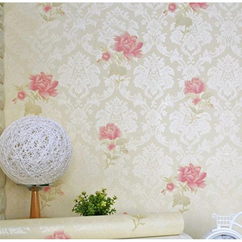 Jual Wallpaper Dinding Batik Crem Bunga Wallpaper Dinding Ruang Tamu ...