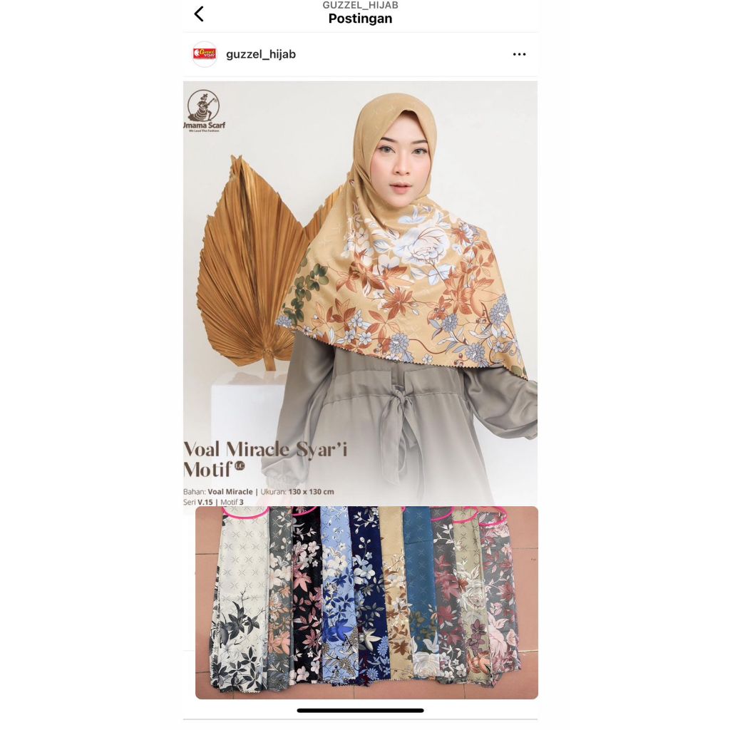 Jual Hijab Miracle Voal Motif/Hijab Motif/Hijab Dewasa/Hijab Voal Motif ...