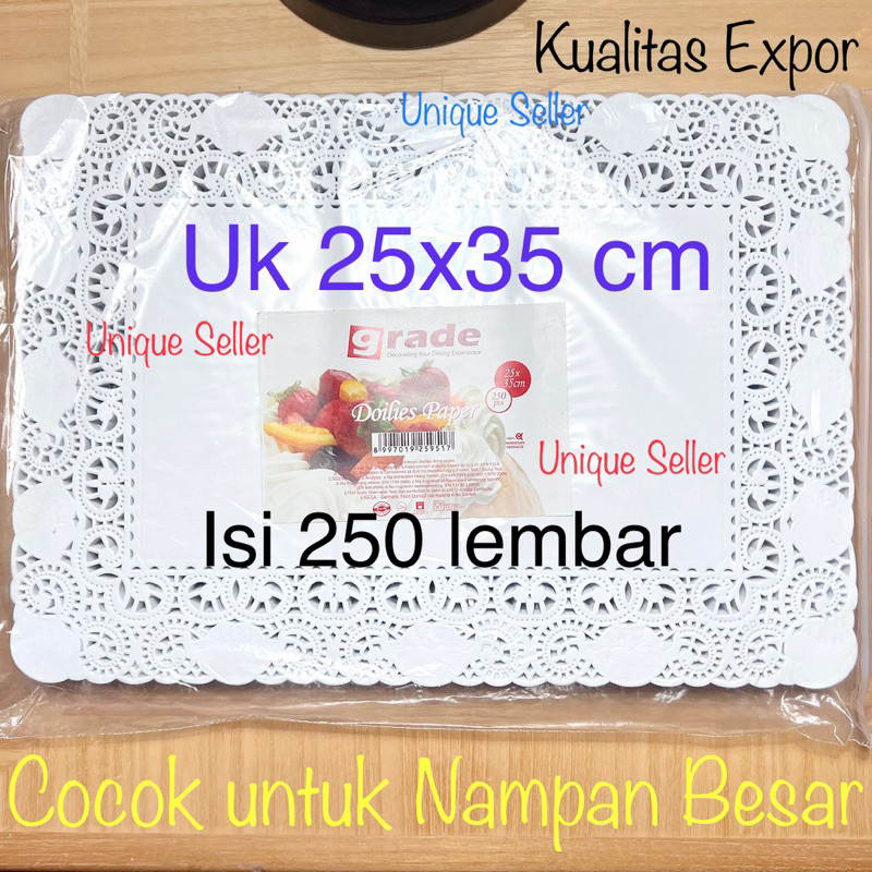 Jual [Isi250] Doilies Paper Kotak 25x35 Cm Putih GRADE / Alas Nampan ...