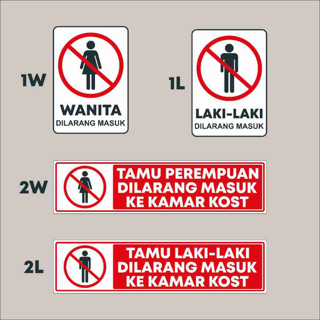 Jual Sticker Dilarang Masuk - Stiker Wanita Laki-laki Dilarang Masuk ...