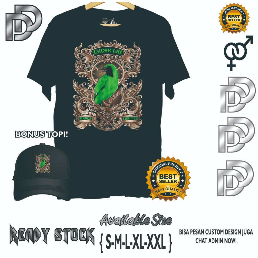 Jual KAOS CUCAK IJO SINGLE FIGHTER COTTON COMBED { BONUS TOPI ...