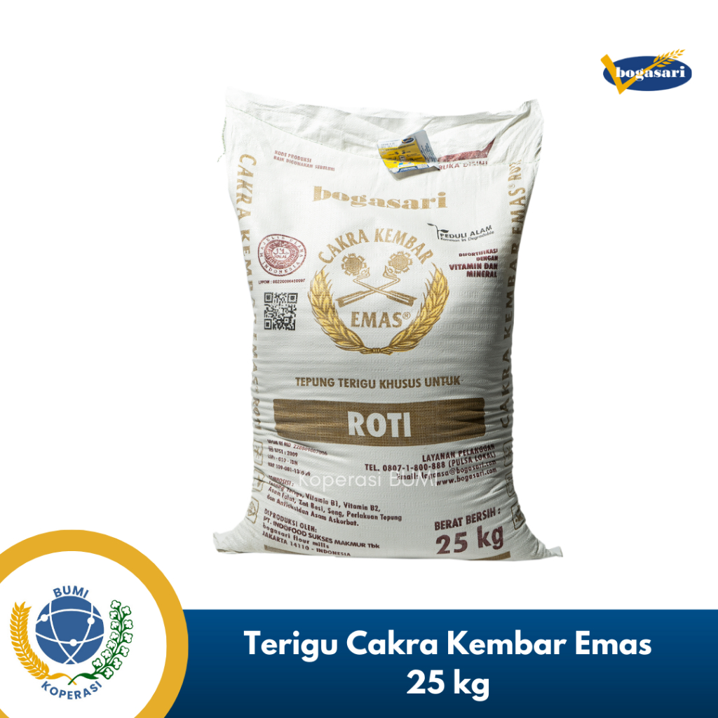 Jual Tepung Terigu Bogasari Cakra Kembar Emas 25 Kg | Shopee Indonesia
