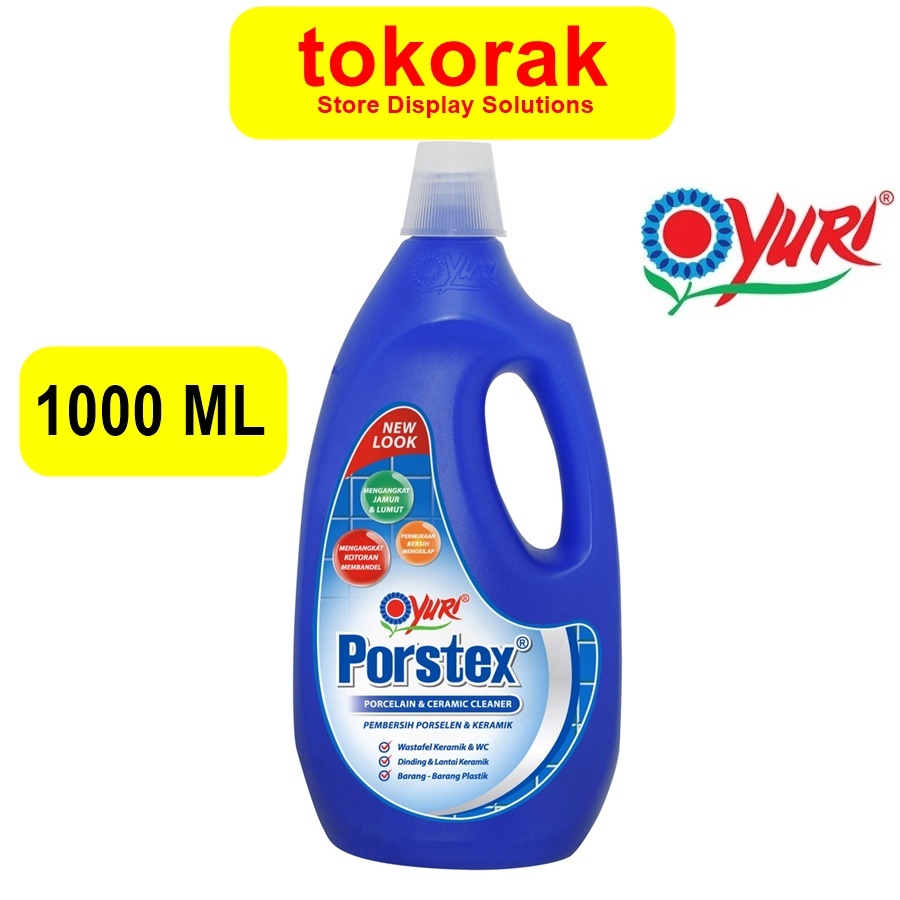 Jual YURI PORSTEX PEMBERSIH LANTAI PORCELAIN KERAMIK 1000 ML BLUE ...
