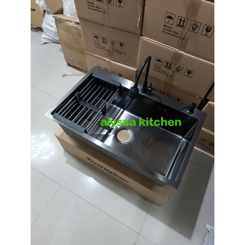 Jual Paket komplit kitchen Sink 8050 hitam / paket Kitchen sink 8050 ...