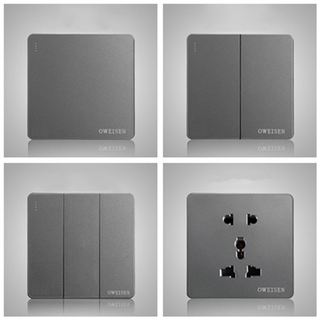Jual Saklar Dinding Soket 5 PREMIUM GRAY Brushed 1/2/3 Gang 1 Way Stop ...