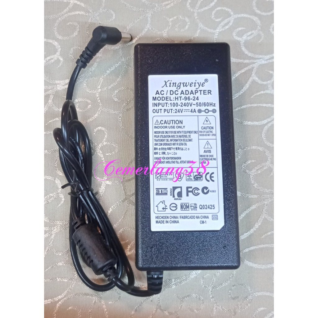 Jual Switching Adaptor 24V 4A + Kabel Adapter Power Supply PSU DC 24 V ...