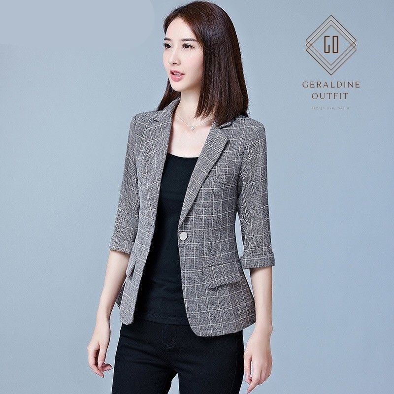 Jual Blazer Wanita Korean Style Model Kotak Kotak | Shopee Indonesia