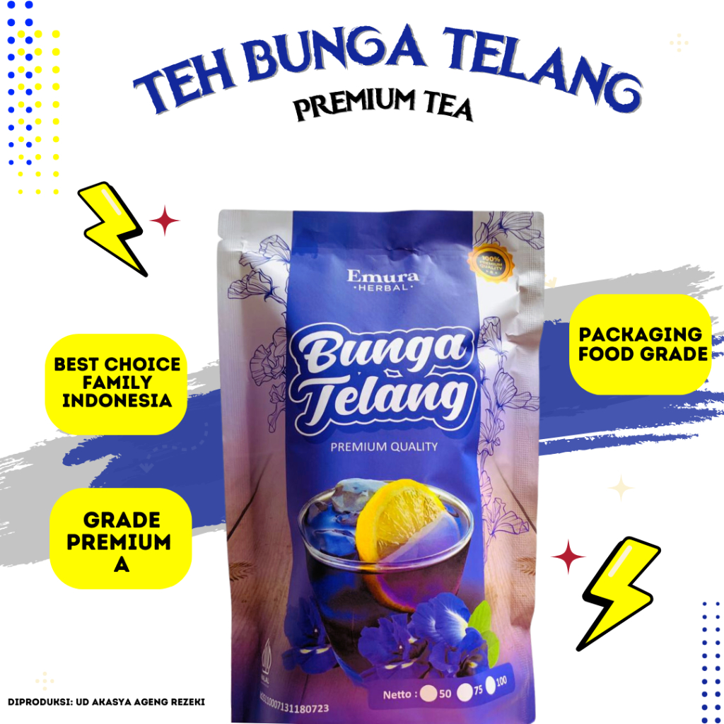 Jual Bunga telang PREMIUM HALAL STANDING POUCH/ Teh Telang Kering/Teh ...
