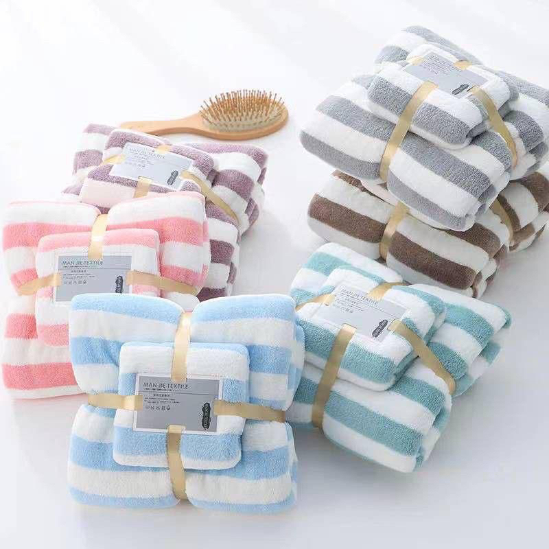 Jual BAS (garis) Handuk KOREA Set 2in1 Handuk Mandi Dan Wajah Tebal ...