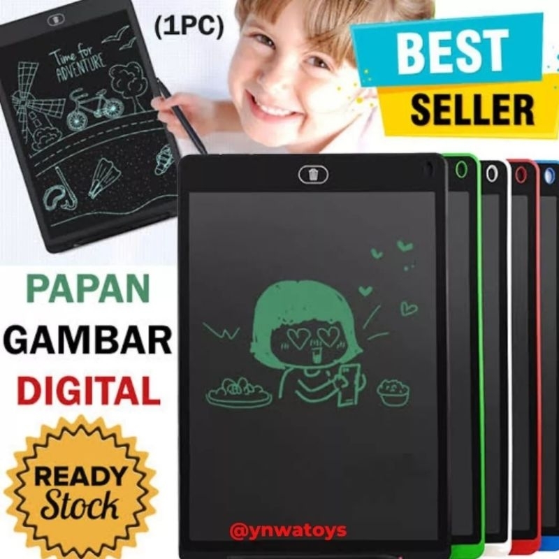 Jual LCD WRITING TABLET ORIGINAL BATERAI/MAINAN ANAK PAPAN TULIS HAPUS ...