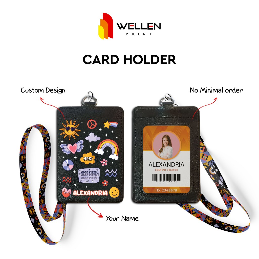 Jual WELLEN PRINT – Cetak Card Holder Bahan Kulit Sintetis / Print Gantungan ID Card Name Tag ...