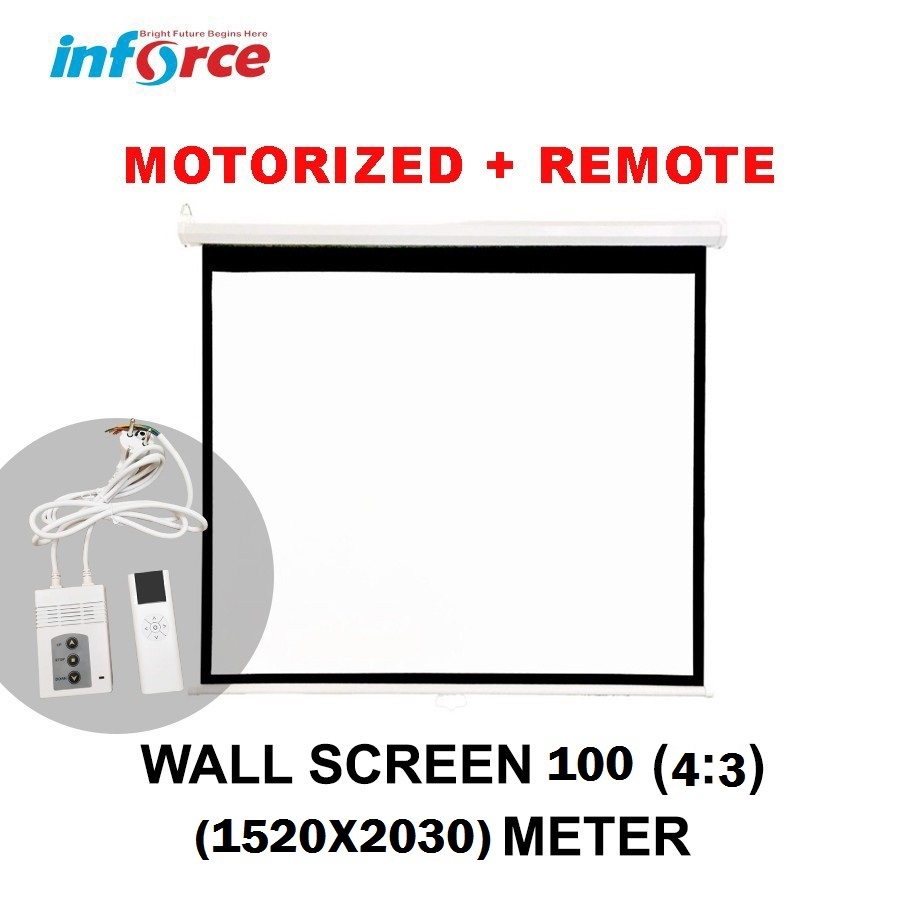 Jual Wall Screen Projector Motorized + Remote 100 4:3 / Layar Inforce ...