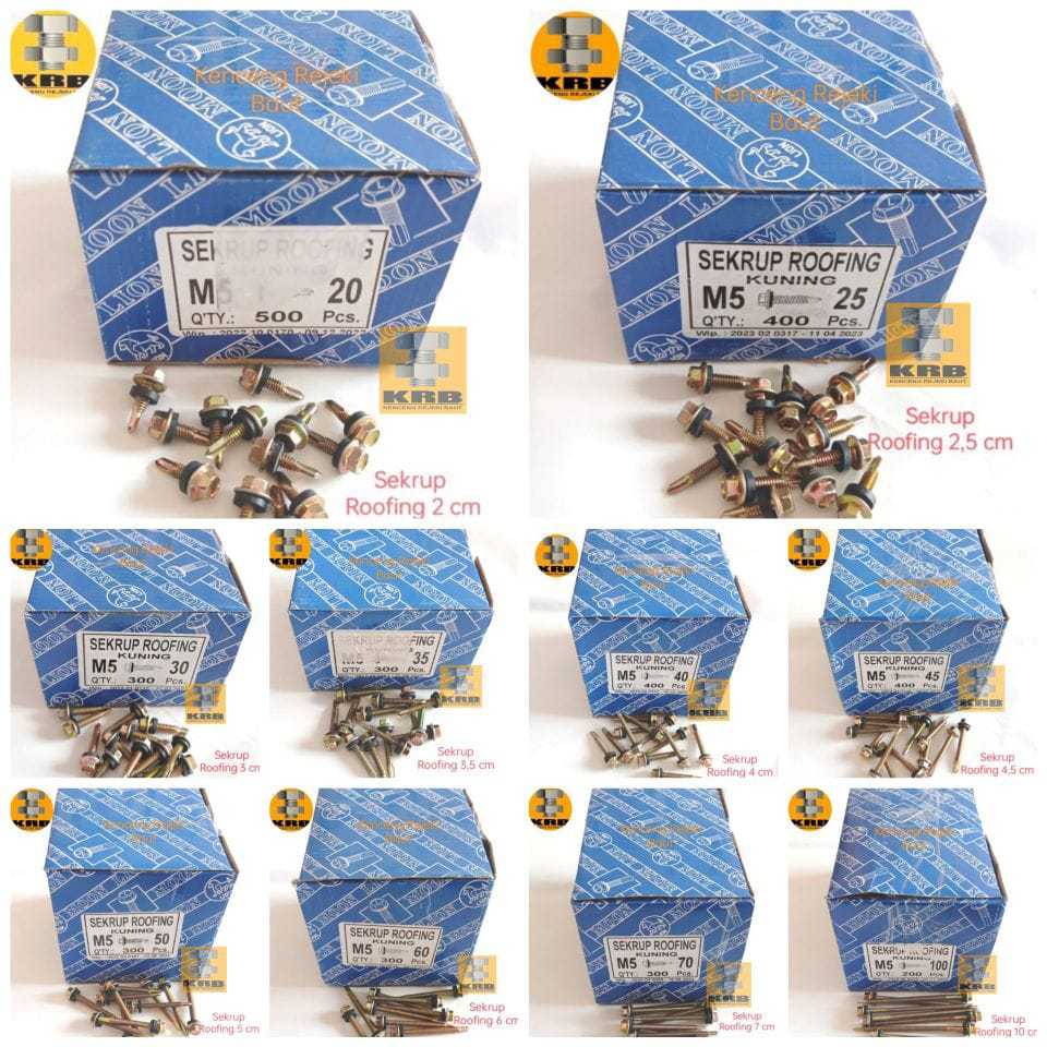 Jual Sekrup Roofing 4 cm; 4,5 cm; 5 cm; 6 cm; 7 cm; 10 cm merk Moon Lion- (Per Dos) | Shopee ...