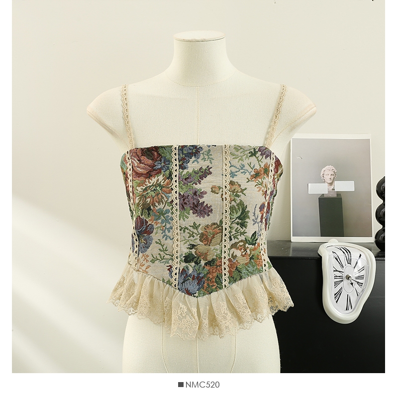 Jual [EG.ootd] - 067 French retro oil painting style floral camisole ...