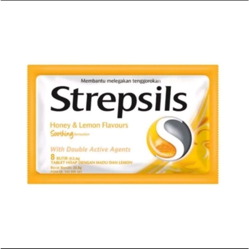 Jual Strepsils 1 Sachet 8 Butir Tablet Hisap - Obat Pelega Tenggorokan ...