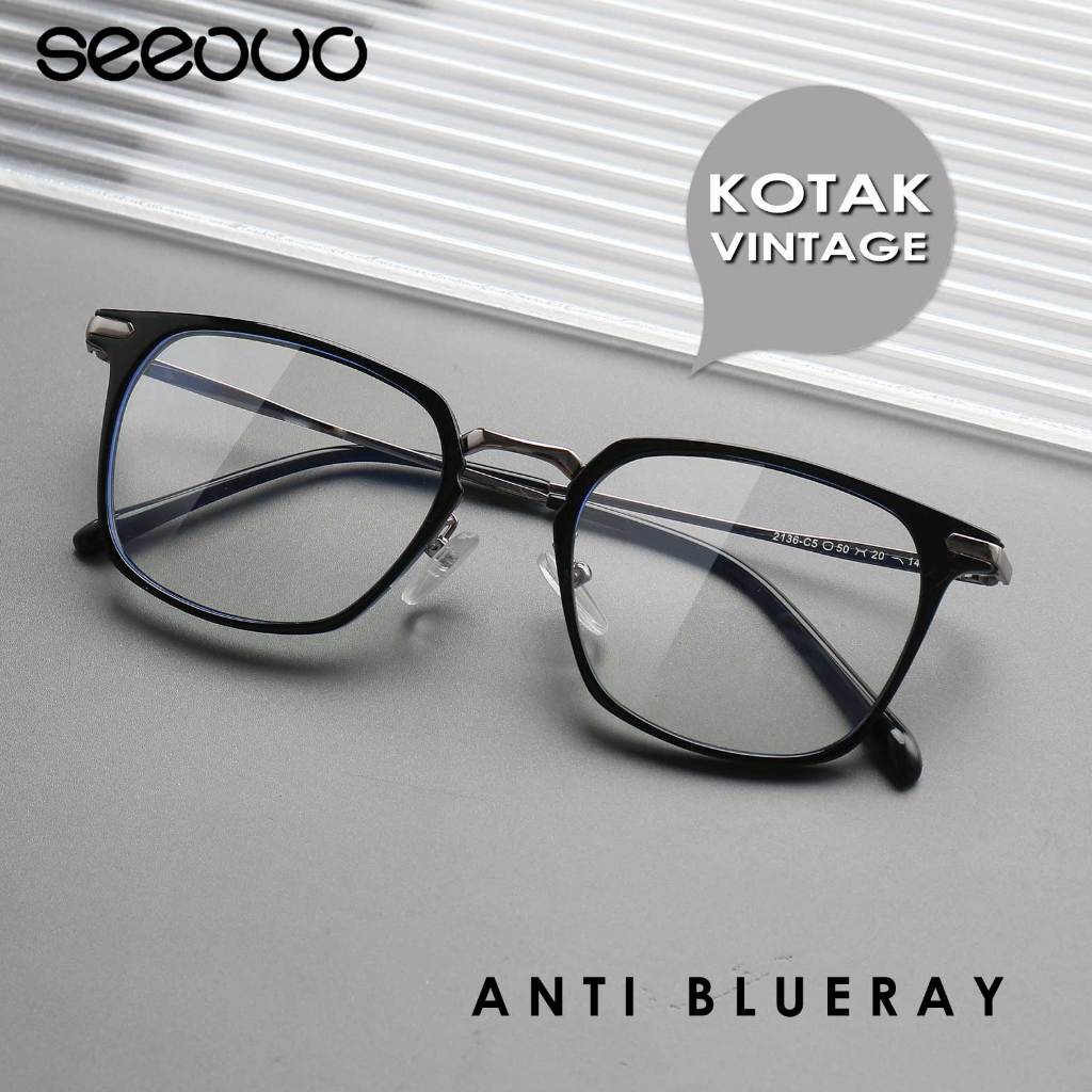 Jual Seeouo Kacamata Antiradiasi Blueray Model Kotak Tr90+Metal Ringan Fashion Pria Wanita Bisa ...