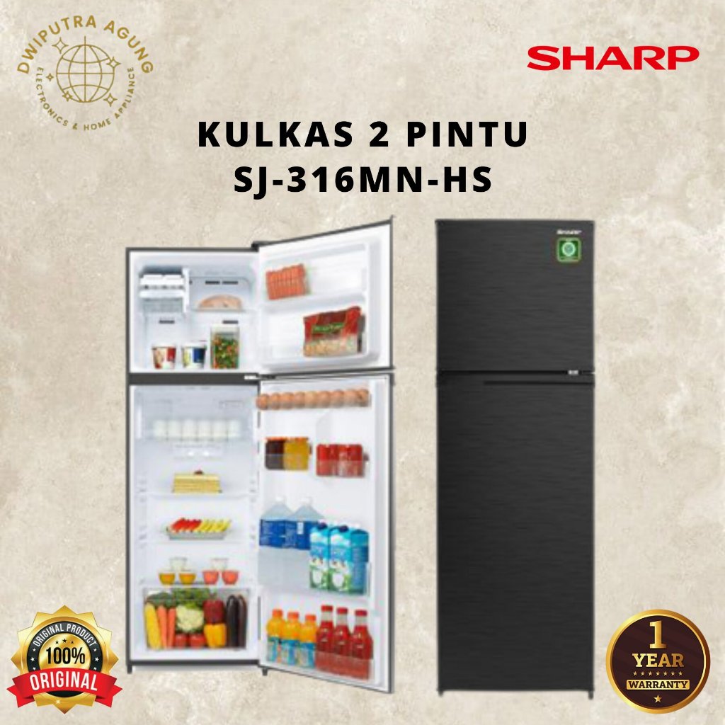 Jual KULKAS 2 PINTU SHARP SJ-316MN-HS / SJ 316 MNHS / SJ316 MN-HS ...
