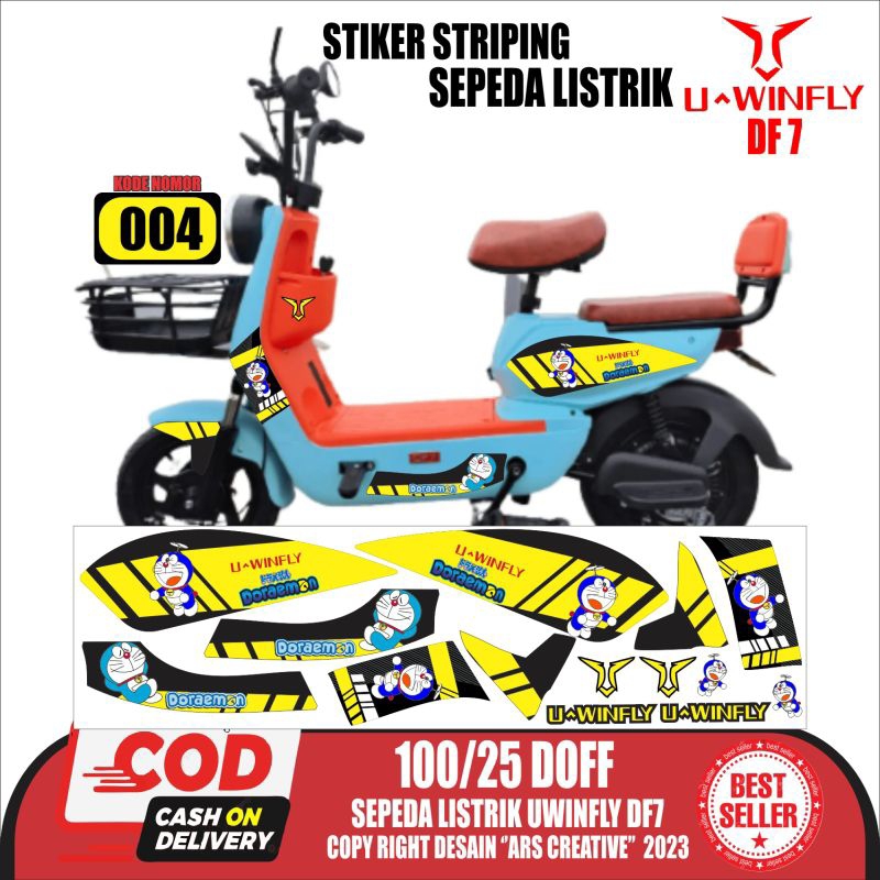 Jual Stiker Striping Sepeda Listrik Uwinfly DF7 Variasi ARS001 Doraemon ...
