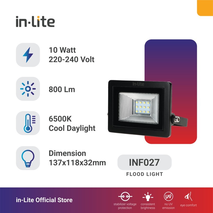 Jual INLITE LAMPU SOROT FLOODLIGHT 10W INF027 CDL CAHAYA PUTIH | Shopee Indonesia