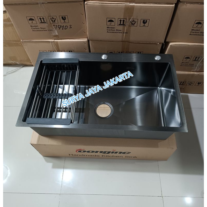 Jual Kitchen sink hitam stainless 8050 / Kitchen sink stainless 80 cm ...