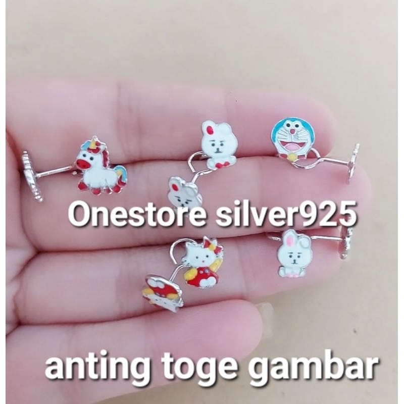 Jual Anting Toge Anak Perak Silver 925 Asli Lapis Emas Putih ATGB | Shopee Indonesia