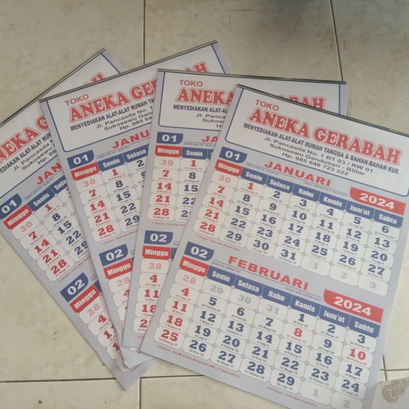 Jual Kalender Kerja/Dinding DwiBulan Uk. Besar 38x54cm HVS + Sablon ...