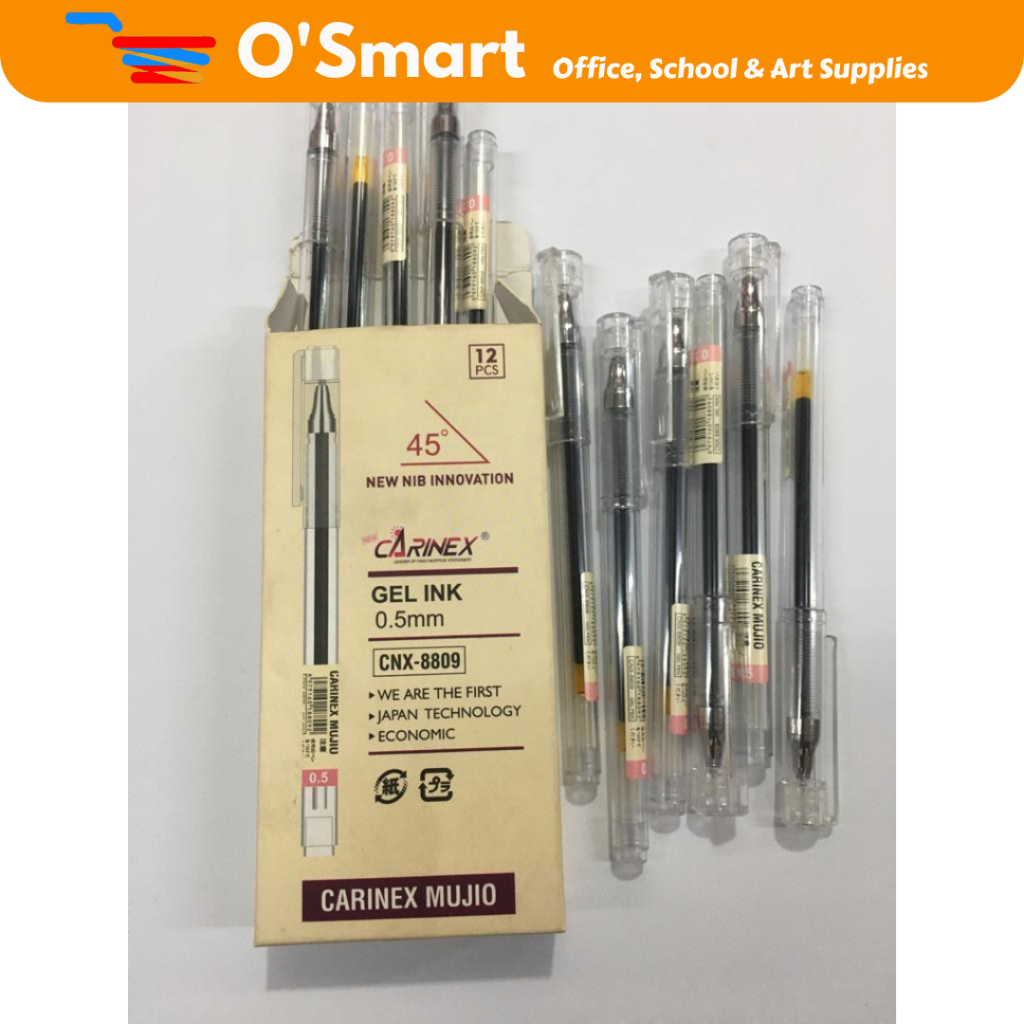 Jual CARINEX Pena Gel Pen CNX-8809 0.5 Hitam (Per Pcs) | Shopee Indonesia