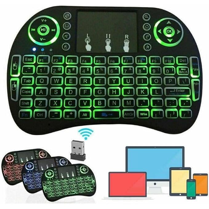 Jual Keyboard Wireless mini i8 RGB Backlit Colorful Touchpad Wireless ...