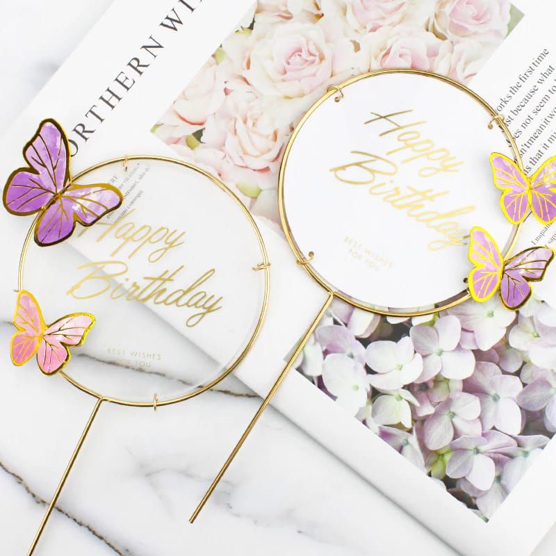 Jual Topper Cake Bulat Transparan - Hiasan Kue Ulang Tahun Kupu-kupu ...