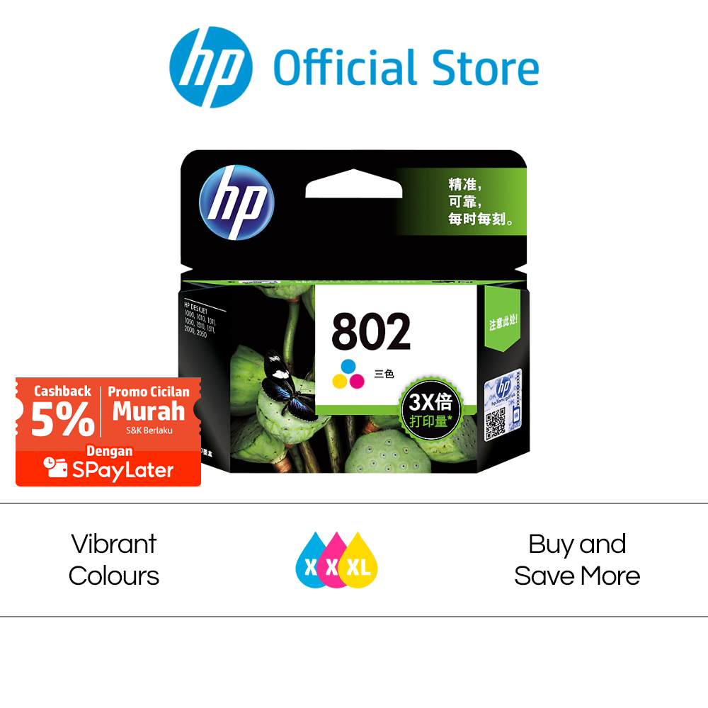 Jual Tinta Printer HP Original 802 Warna Tri color Ink Cartridge ...