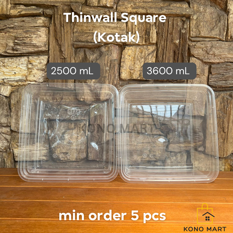 Jual [ECER MIN 5 PCS] Thinwall 2500 3600 ml Kotak SQUARE KOTAK MAKAN ...