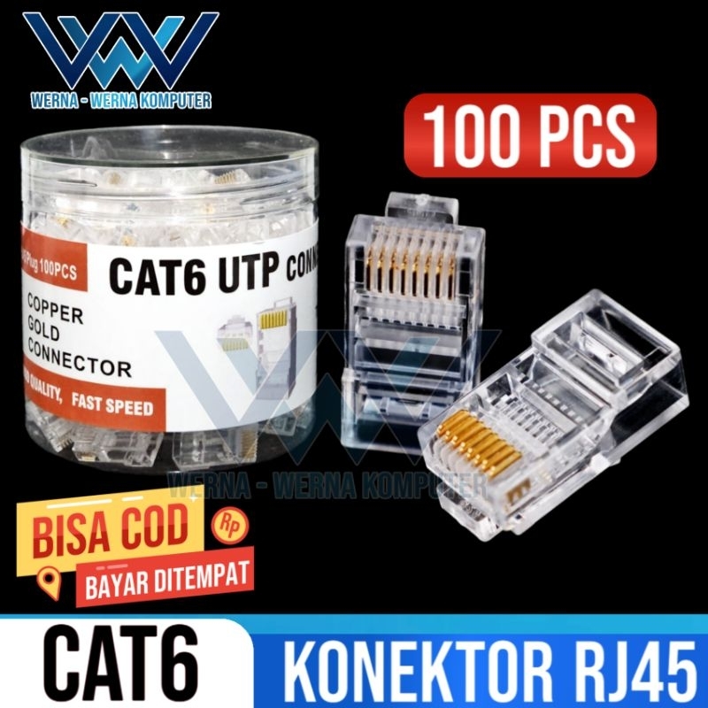 Jual KONEKTOR RJ45 CAT6 ISI 100PCS CONNECTOR LAN RJ 45 | Shopee Indonesia