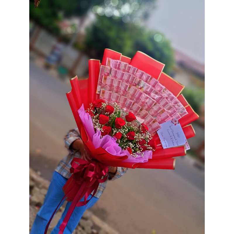 Jual Buket Uang bunga jumbo kado ultah uang money bucket hadiah ultah ...