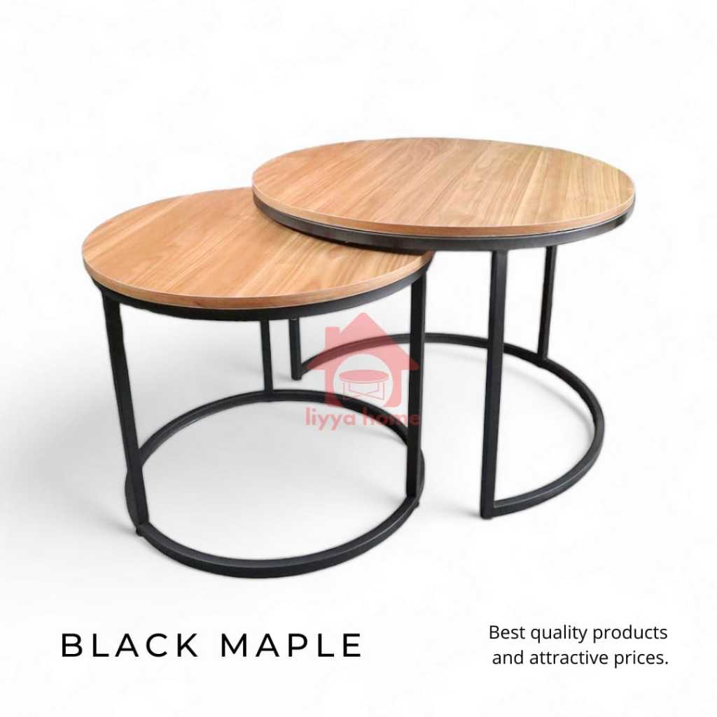 Jual Liyya Meja Minimalis Bulat Ruang Tamu Modern Kayu Besi Estetik ...