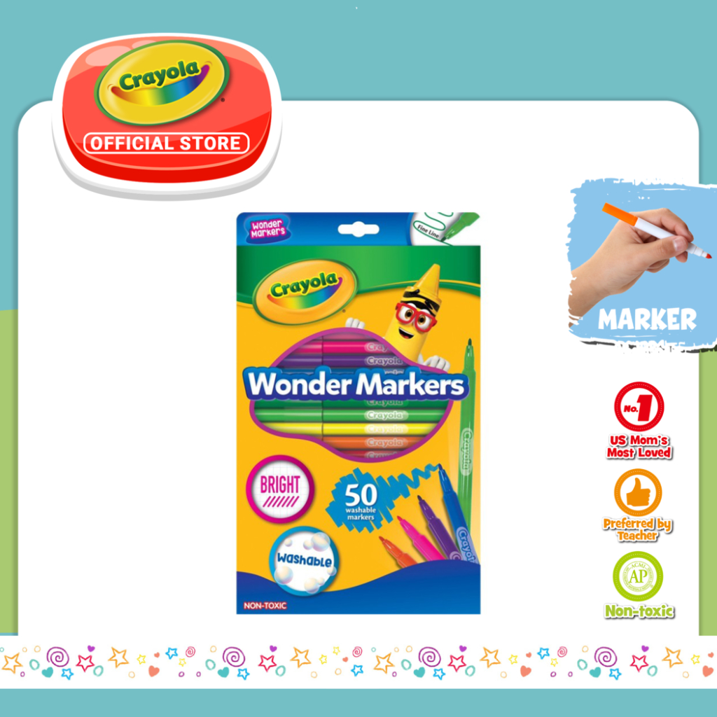 Jual Crayola 50ct Colors Wonder Markers | Shopee Indonesia