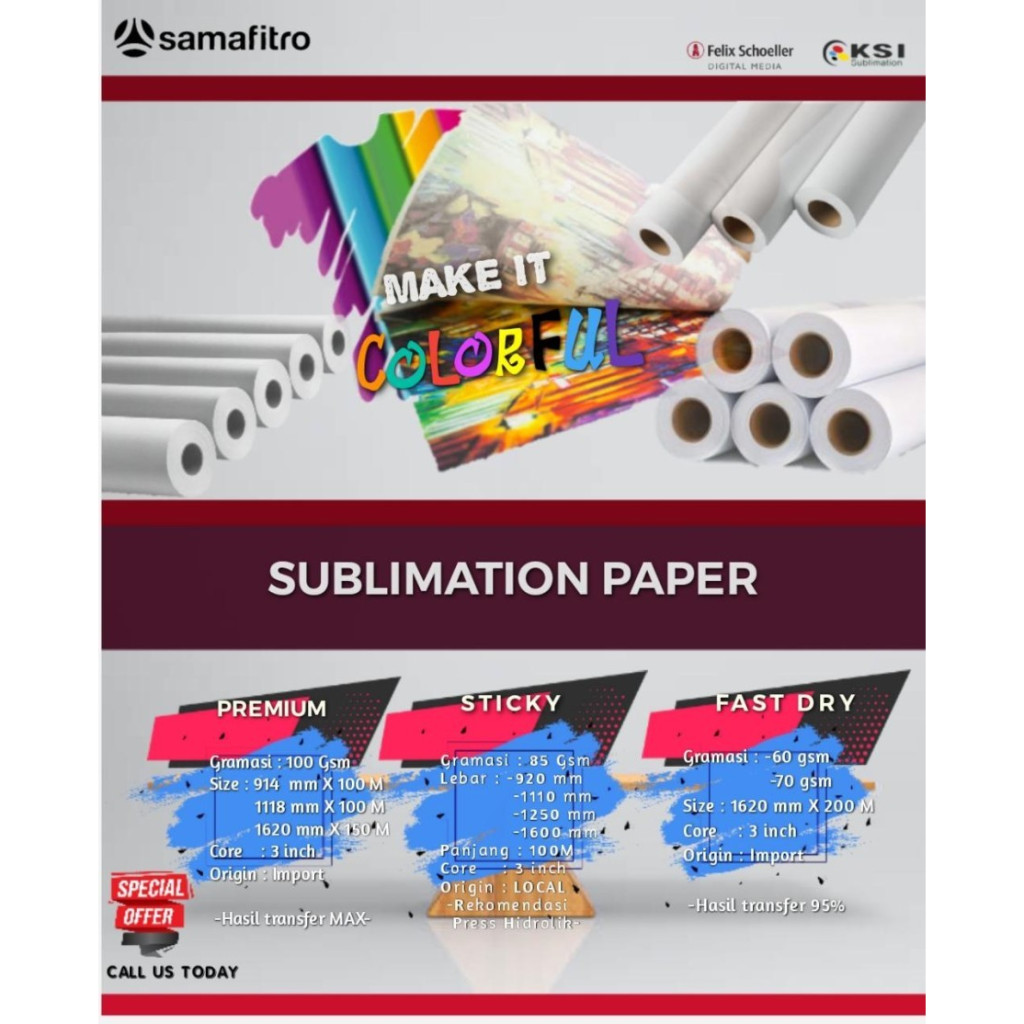 Jual KERTAS SUBLIM TRANSFER PAPER IMPOR 122 CM x 150 M 70 GSM | Shopee ...