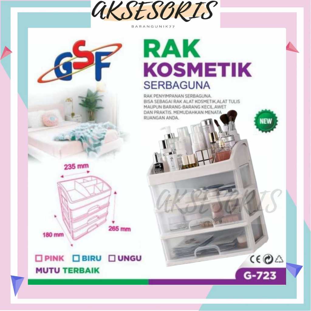 Jual RAK KOSMETIK 3 LACI GSF G-723 / RAK KOSMETIK MAKE UP STORAGE BOX 3 ...