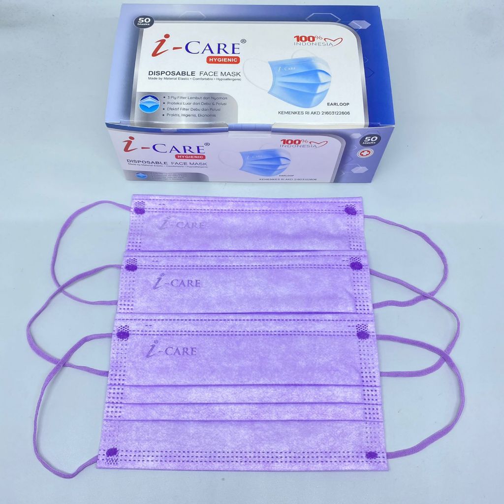 Jual Face Mask i-Care 3 ply earloop masker Icare Tebal Medical Grade ...