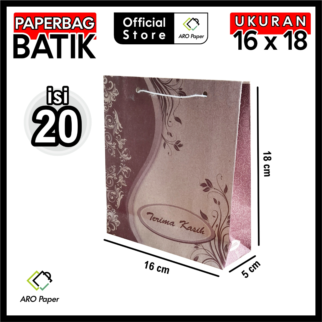Jual Paper Bag Batik | Ukuran 16x5x18 cm (Isi 20 pcs) | Shopee Indonesia