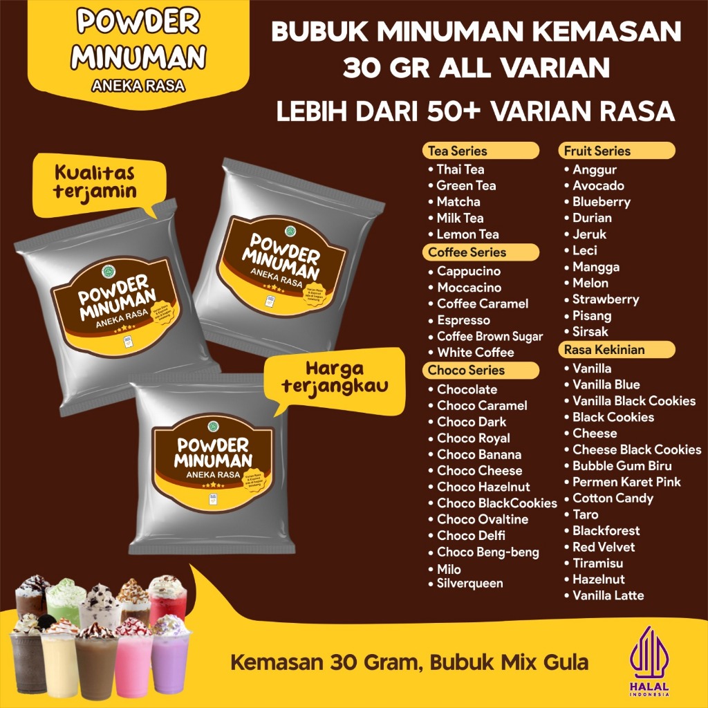 Jual Bubuk Serbuk Minuman Sachet Aneka Rasa Bubuk Minuman Kekinian ...