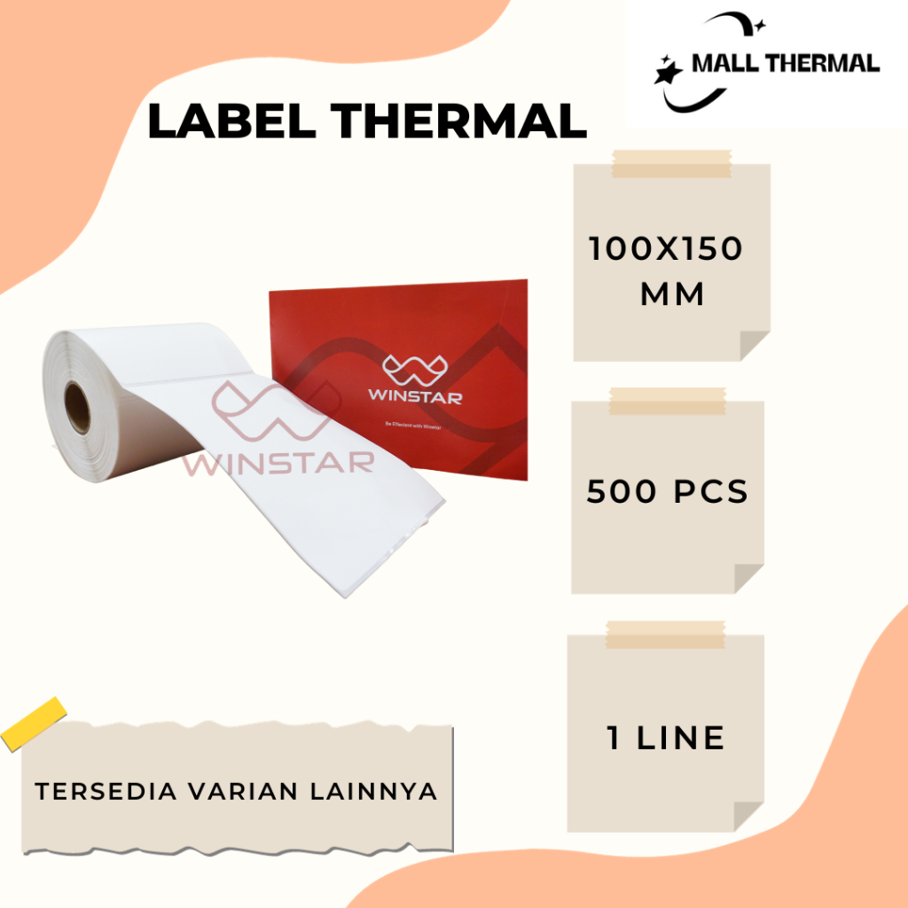 Jual LABEL STICKER THERMAL 100 X 150 BARCODE 100X150 UKURAN A6 ONLINE SHOP | Shopee Indonesia