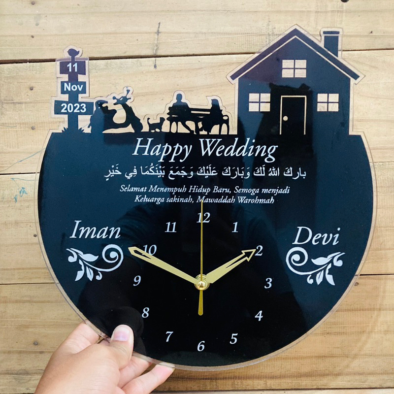 Jual Kado Pernikahan Islami Custom Jam Dinding Akrilik Bonus Box Kado ...