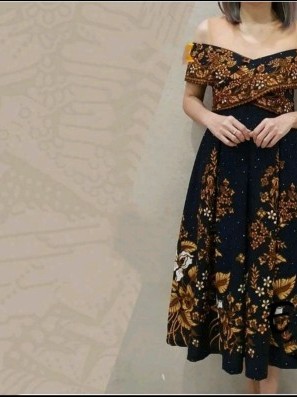 Jual Dress Gaun Batik Pesta Wanita Cantik dan Elegan Lapis Furing ...