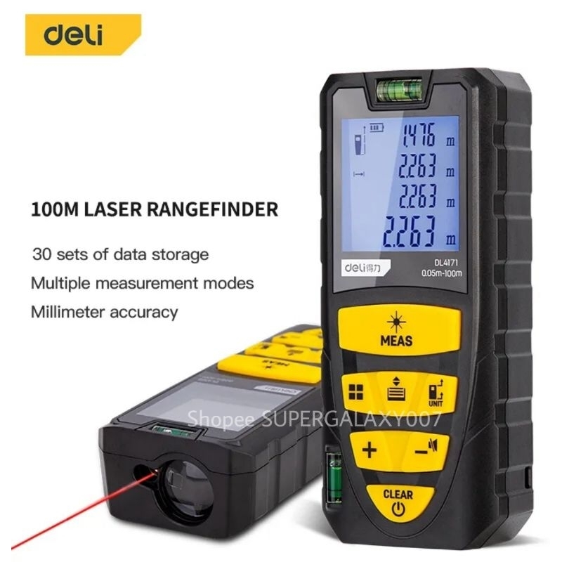 Jual Meteran Laser Digital 100 Meter Deli Meteran Laser 100M Presisi ...